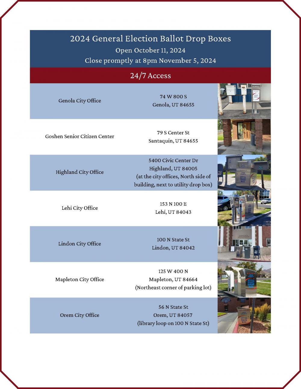 2024 General Election Drop Boxes | Santaquin, UT