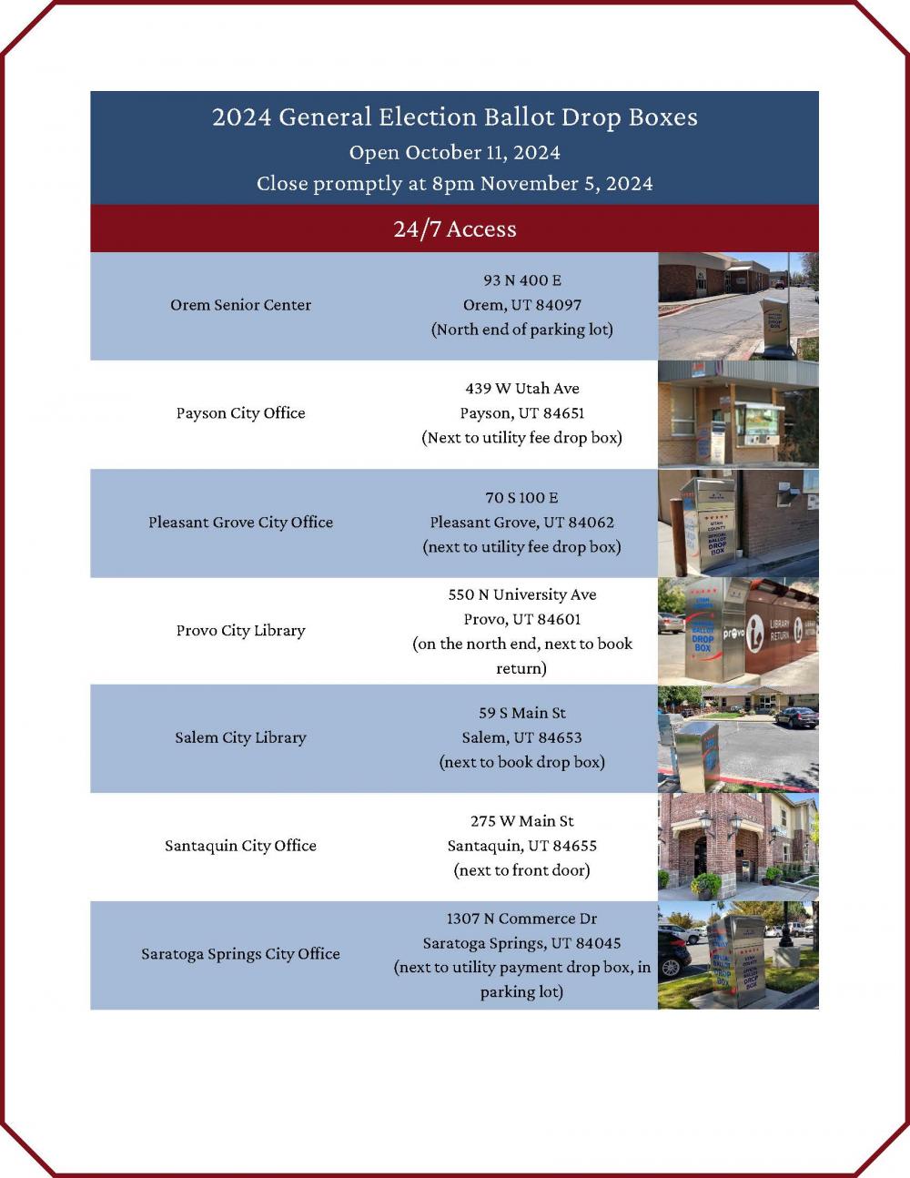 2024 General Election Drop Boxes | Santaquin, UT