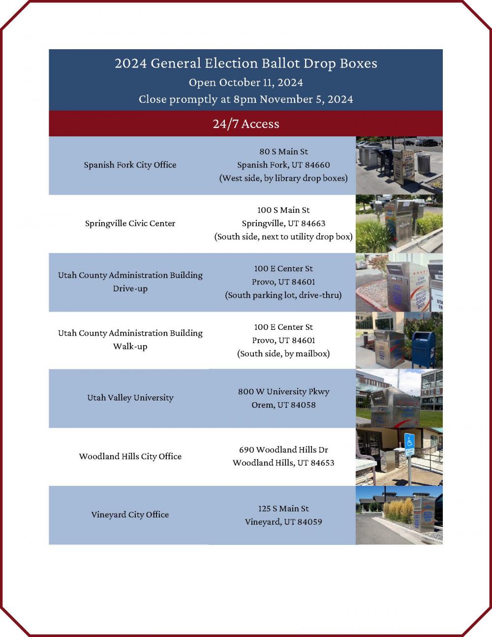 2024 General Election Drop Boxes | Santaquin, UT